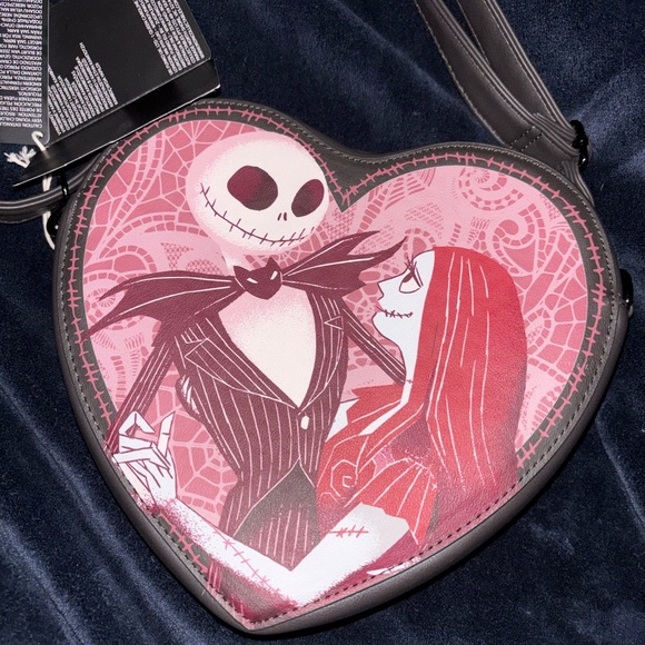 Bags | Heartshaped Black And Pink Lounge Fly Jack Skelington And Sally ...
